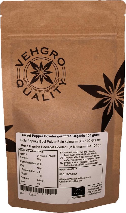 Rode Paprika Edelzoet Poeder Fijn kiemarm Bio r - 100 gram ...