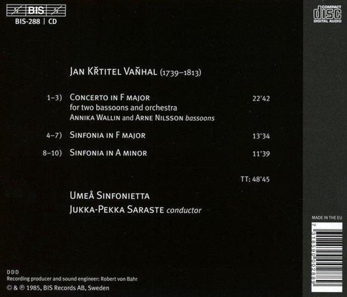Annika Wallin, Arne Nilsson, Umeå Sinfonietta, Jukke-Pekka Saraste ...