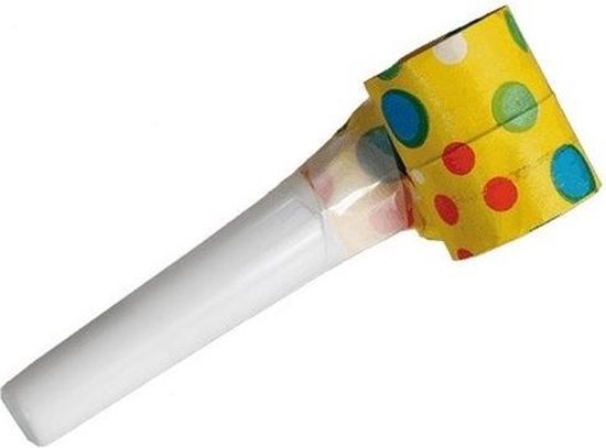 80x Papieren roltongen feest toeters van 35 cm - Verjaardag blaas ...