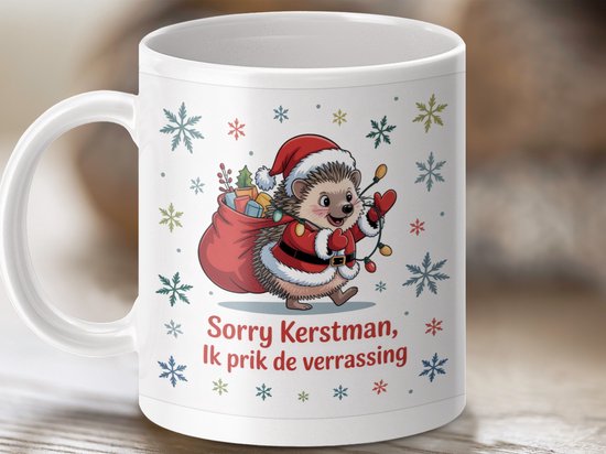 Mok Egel Kerstman, Grappige Kerst Mok, Sorry Kerstman Ik prik de ...