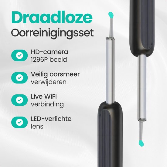 Golermo EarView Pro – Caméra auriculaire – Nettoyeur d'oreilles avec Wi-Fi – 1296p –... | bol