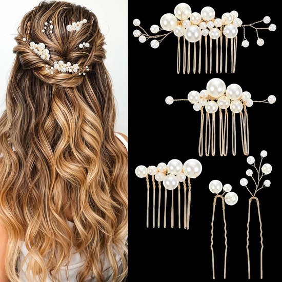 5 Stukken Bruidsjuwelen - Huwelijksjuwelen - Haaraccessoires - Parels ...
