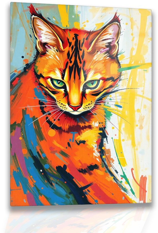 Kat met intense blik - Plexiglas - Acrylglas - Glasschilderij - 40x60 ...