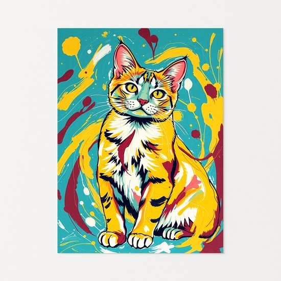 Pop-art kat - Wanddecoratie modern - Muurdecoratie - Poster - 100x150 ...