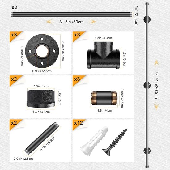 Antislip Trapleuning voor Binnen en Buiten - Verzinkt Staal, 200 cm ...