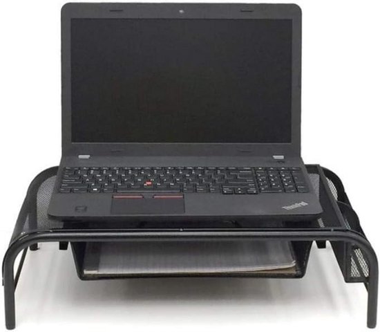 Metalen Mesh Computer Monitor Stand met Lade - Verhoog je Kijkcomfort | bol