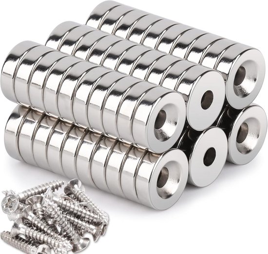 Krachtige Neodymium Magneten (10x3mm) met Schroefgat - Sterk & Plat ...