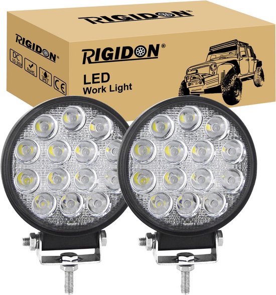 2 Stuks Ronde LED Werklamp 42W 6000K Wit - 12V/24V Schijnwerper voor ...