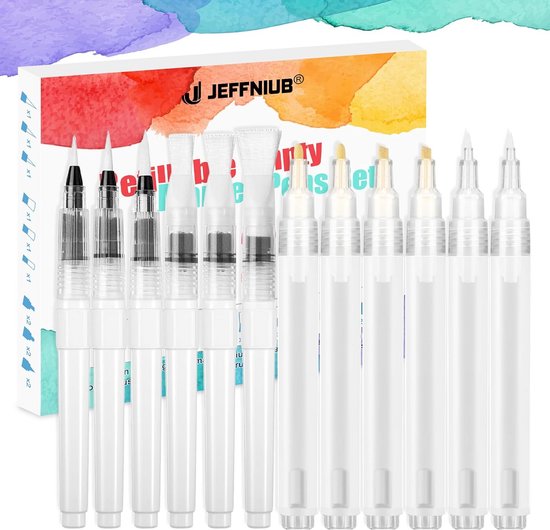 12 Stuks Hervulbare Waterpenseel Stiften Set - Lege Acryl Stiften met ...