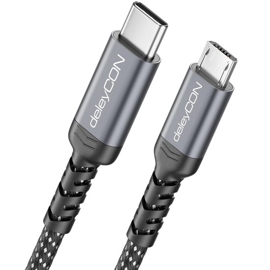 2 Meter USB-C naar Micro-USB Kabel - Oplaad- en Datakabel voor Android ...