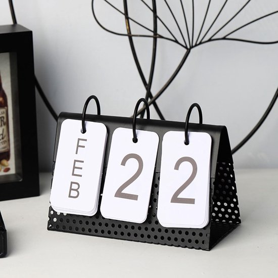 Metal Perpetual Desk Flip Calendar - Vintage Reusable Daily Standing ...