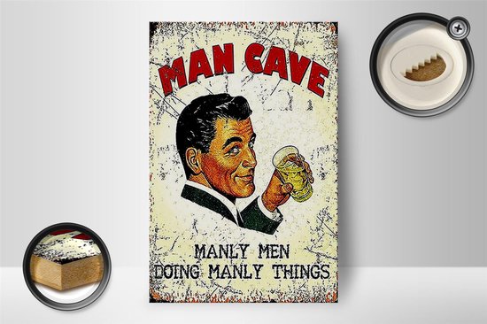 Holzschild Retro 12x18cm Man Cave manly men manly things | bol