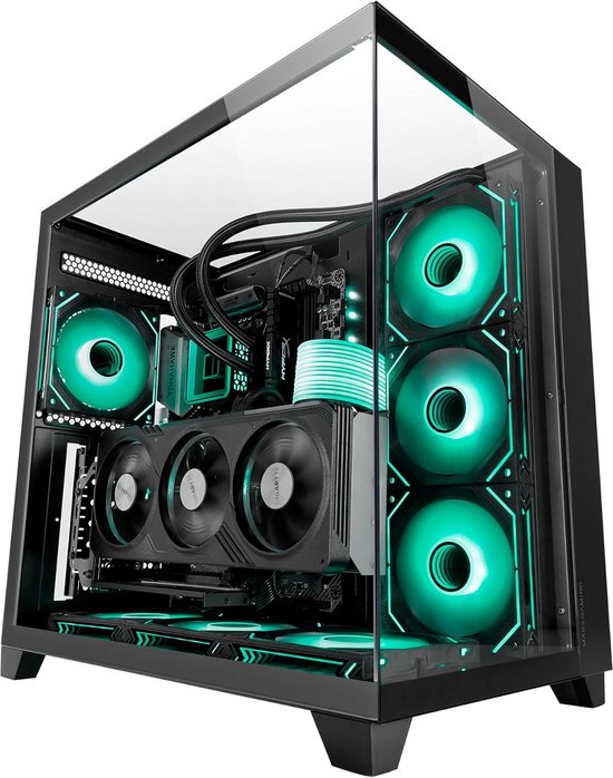 Mid-Tower PC Behuizing ATX met Panoramisch 3D Gehard Glas en Dubbele ...