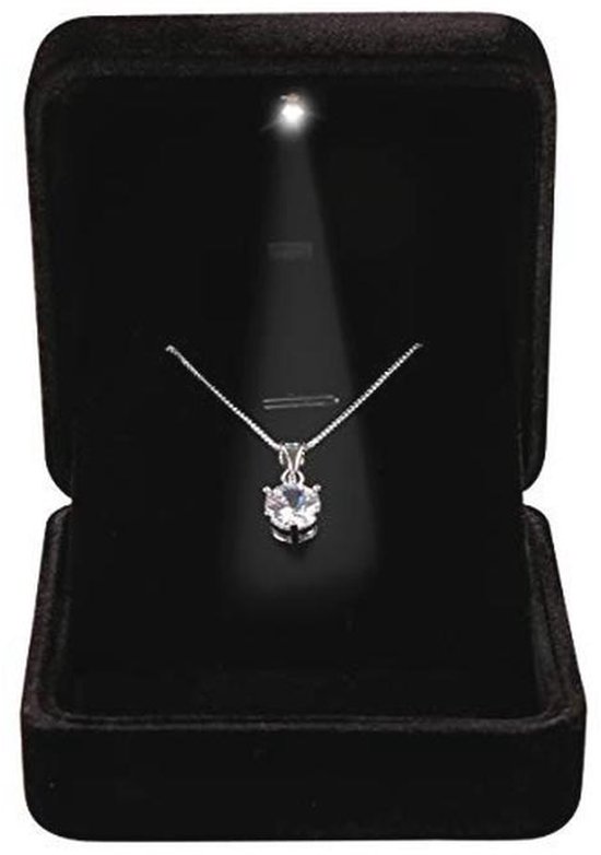 Zwarte Velours Luxe Sieraden Doos met LED Verlichting voor Hangers en ...