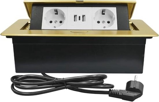 Inschuifbaar inbouwstopcontact met 2 stopcontacten en 2 USB poorten ...