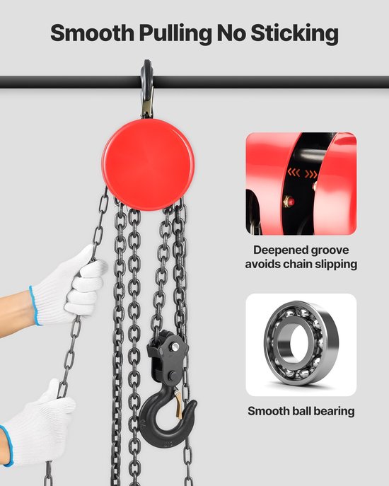 Handkettingtakel - Kettingtakel - 2 Ton Capaciteit - 3 m Hefhoogte ...