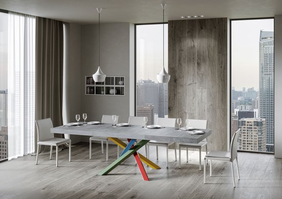 Uitschuifbare tafel 160/420x90 cm Volantis Premium cement veelkleurige ...