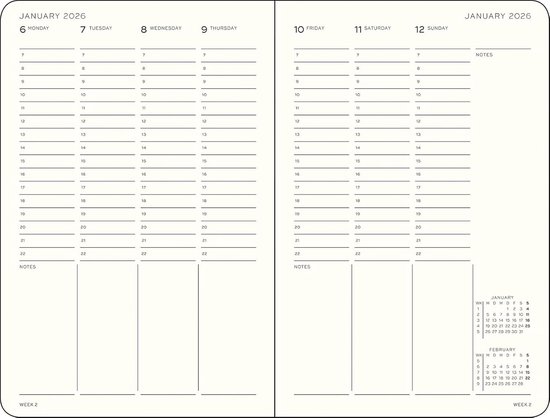 Weekplanner Paperback B6+ 2026 Engels - Overzichtelijke planning met ...