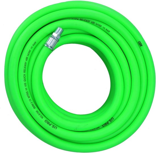 Flexibele Persluchtslang 15 Meter Hoge Zichtbaarheid Rubber 1/4 BSP | bol