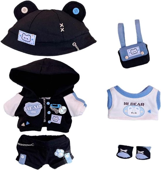 20 cm Pluche Knuffel Kleding Set: Parkour Outfit met Jas, Broek, Rugzak ...