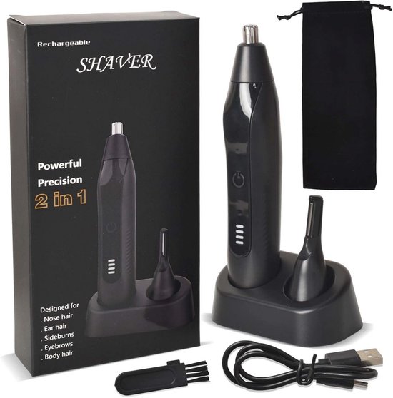 2-in-1 Neushaar- en Wenkbrauwtrimmer - Professionele Oplaadbare Trimmer ...