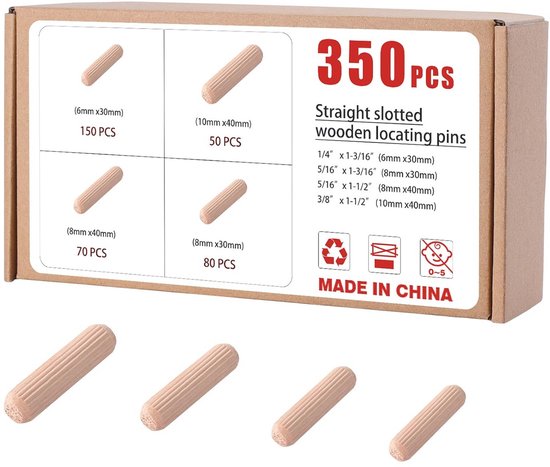 Houten Pluggen Set 350 Stuks - Geassorteerde Maten voor Meubelprojecten ...
