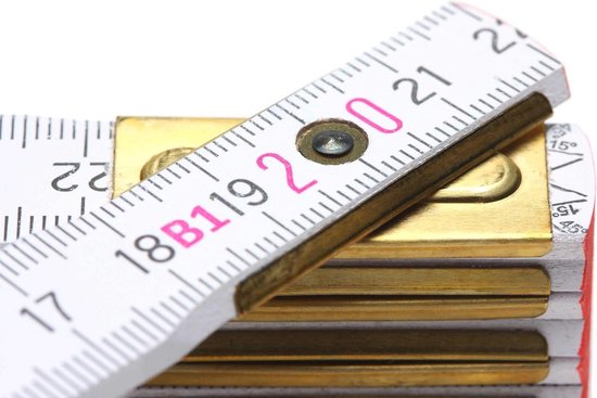 Houten Liniaal 2 Meter - Metalen Tips en Voegen voor Precisie Meting | bol