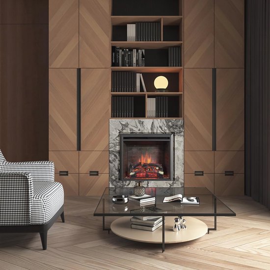 Inbouw elektrische open haard met 3D-vlameffect, verwarming en ...