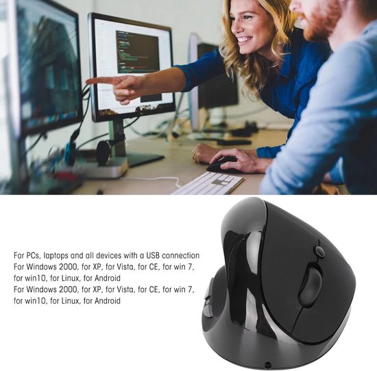Ergonomische Linkshandige Draadloze Verticale Muis met Oplaadfunctie en ...