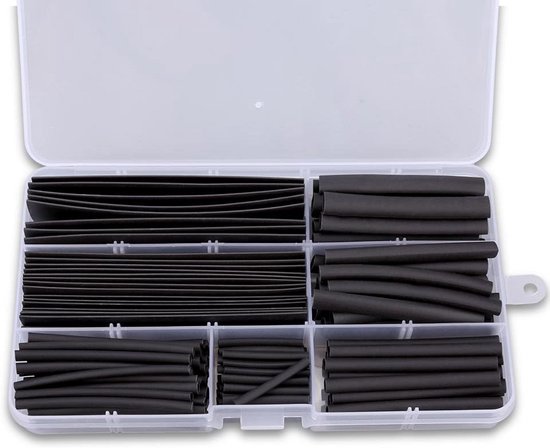 150 stuks Zwarte Krimpkous Set - 2:1 Krimpverhouding voor Draadisolatie ...