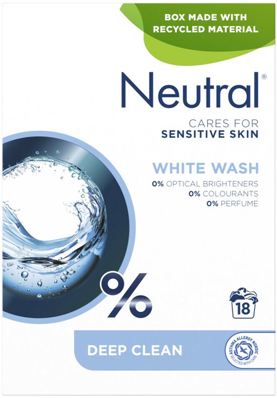 Neutral - Lessive en poudre - Linge blanc - Sans parfum - Peau sensible ...