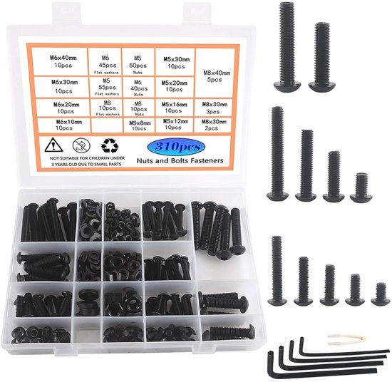 Schroefdraadschroeven Set M5, M6, M8 - 310 Stuks Hulpstukken van ...