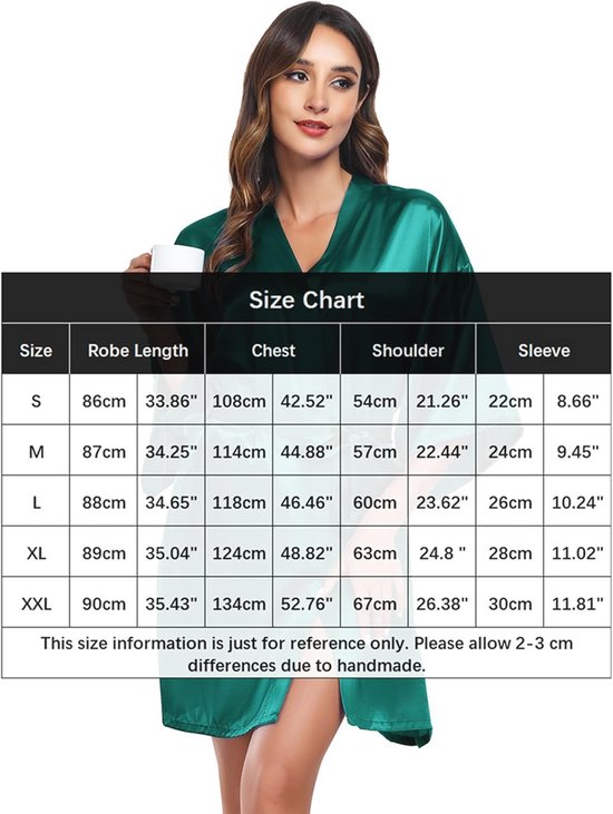Zachte Satijnen Ochtendjas voor Dames - Luxe Badjas met V-hals ...