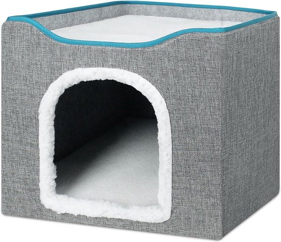 Stunq Inklapbare kattenmand met krabplank en speelbal - Grijs - 42 x 42 ...
