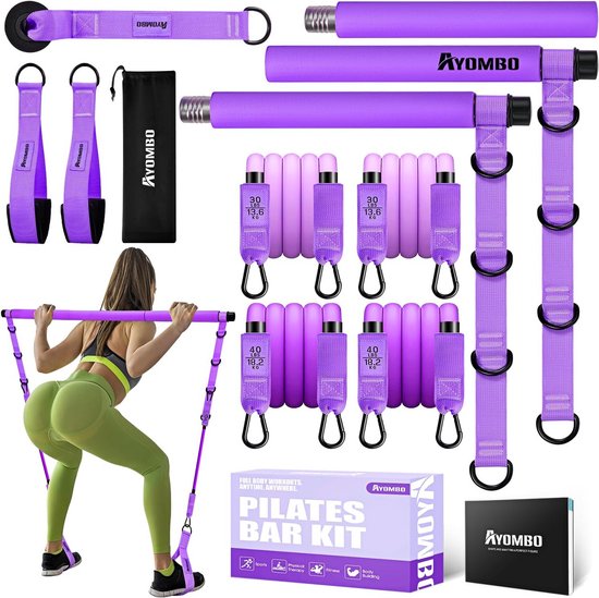 Multifunctionele Pilates Bar Set met Weerstandsbanden voor Full Body ...