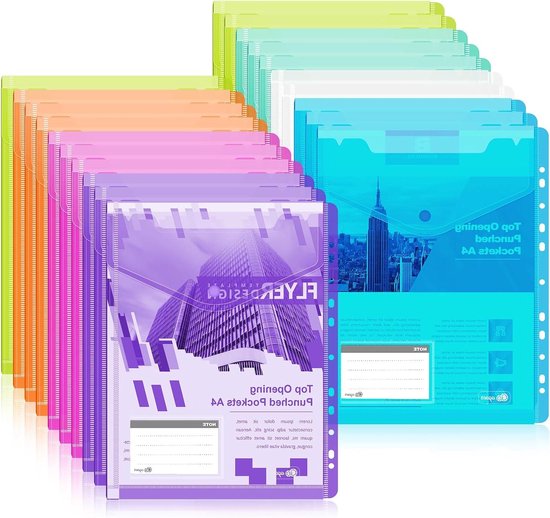 20 stuks plastic A4 insteekhoezen | Geperforeerde map enveloppen ...