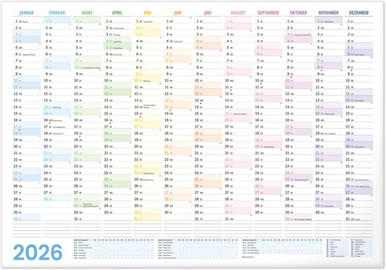 XL Jaarkalender 2026 – Wall Planner A2 59x42 cm – Kalenderweken ...