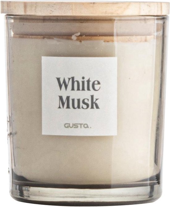 GUSTA - Giftset Kaars en diffuser - Witte Muskus - Ø 7 x 8 cm | bol
