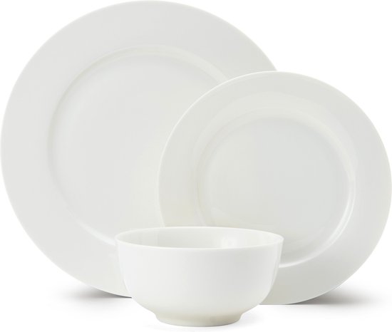 Mikasa Egret 12-delig fijn porseleinen servies, wit servies voor 4 ...