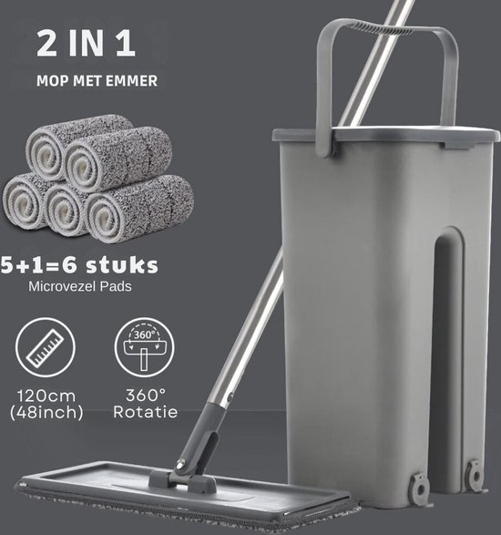 ALLGoods. Professionele Dweilset - Dweilsysteem met wringer - 6 ...