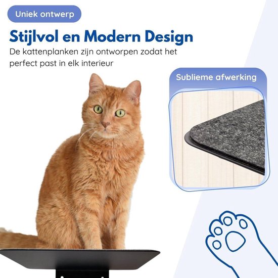 Katten Muur Plankjes - 3 Stuks Klimsysteem voor Katten, Krabplank, Zand ...
