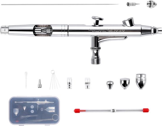 Dual Action Gravity Feed Airbrush-pistool met 03 mm en 05 mm sproeiers ...