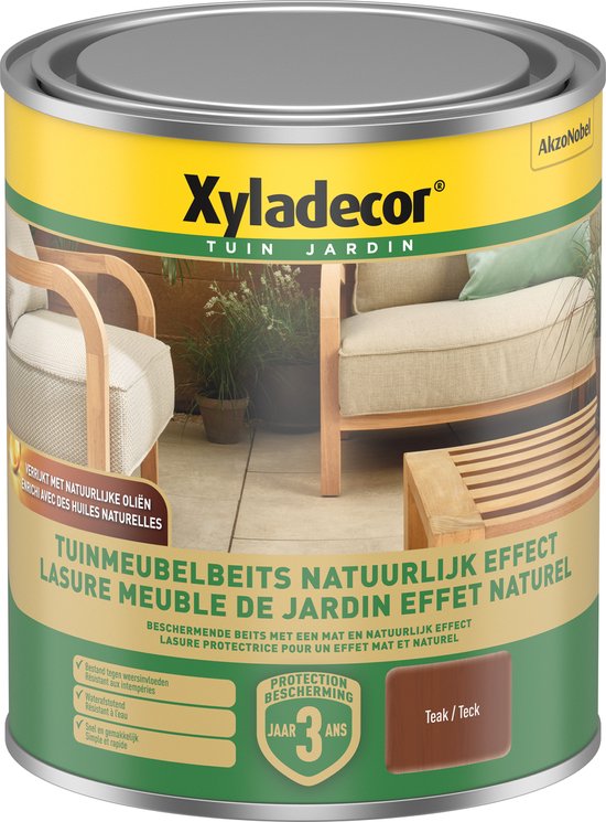 Xyladecor Tuinmeubelbeits Natuurlijk Effect - Teak - 0,75 L | bol