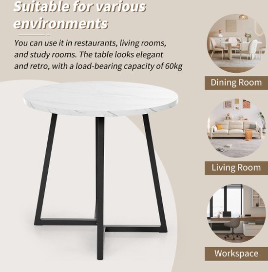 Homy Casa Eettafel set - Ronde keukentafel met 4 fluwelen stoelen - 80 ...
