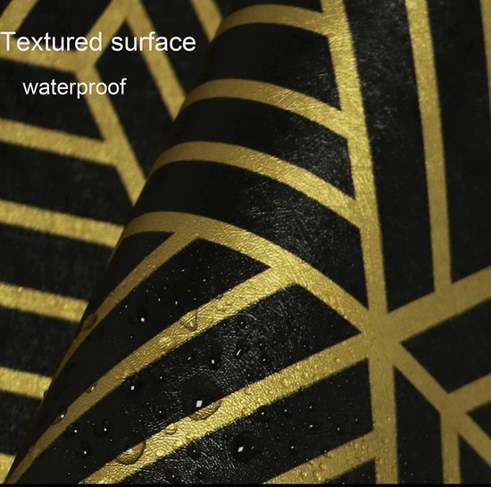 Meubelsticker Goud-Zwart Geometrie Gestripte Zeshoek Behang - Goud ...