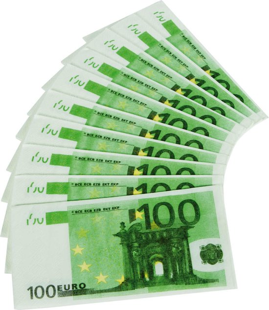 100 Euro geld biljetten tafel servetten - 33 x 33 cm - groen - papier ...
