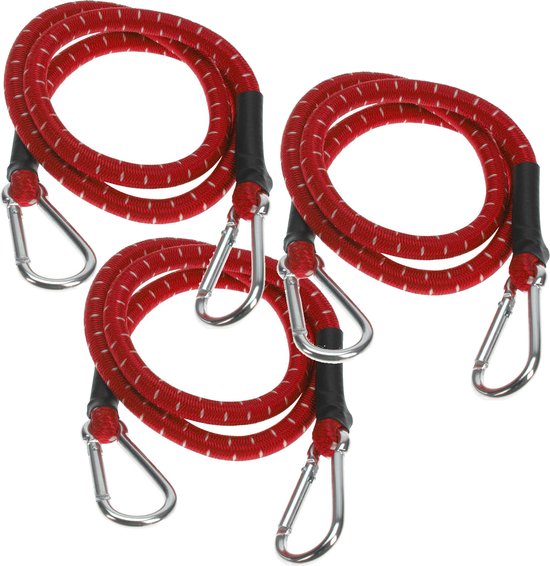 FX Tools Bagage spin/spanelastiek voor fiets/auto - 3x - rood - 80 cm ...