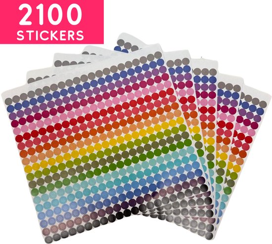Stippen Stickers 20 kleuren - 2100 Ronde Stickers 6MM - Mini codering ...
