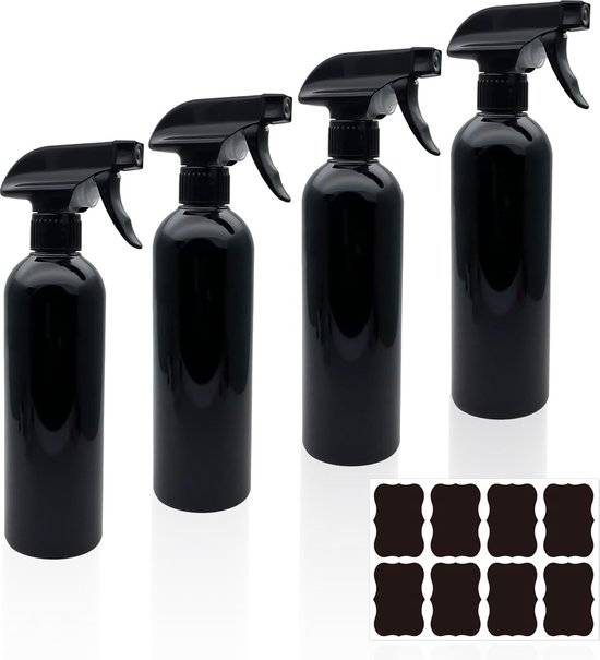 4 zwarte spuitflessen, navulbare lege spuitflessen, multifunctionele ...