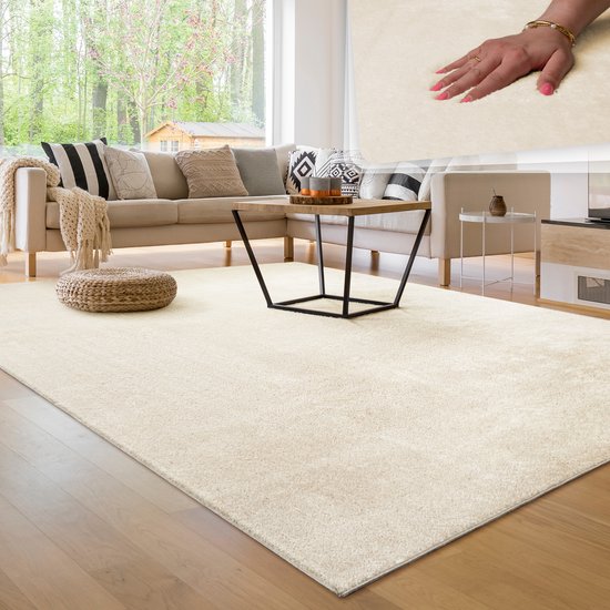 Paco Home Tapijt voor woonkamer Eenkleurig Wasbaar Zacht kortstondig ...